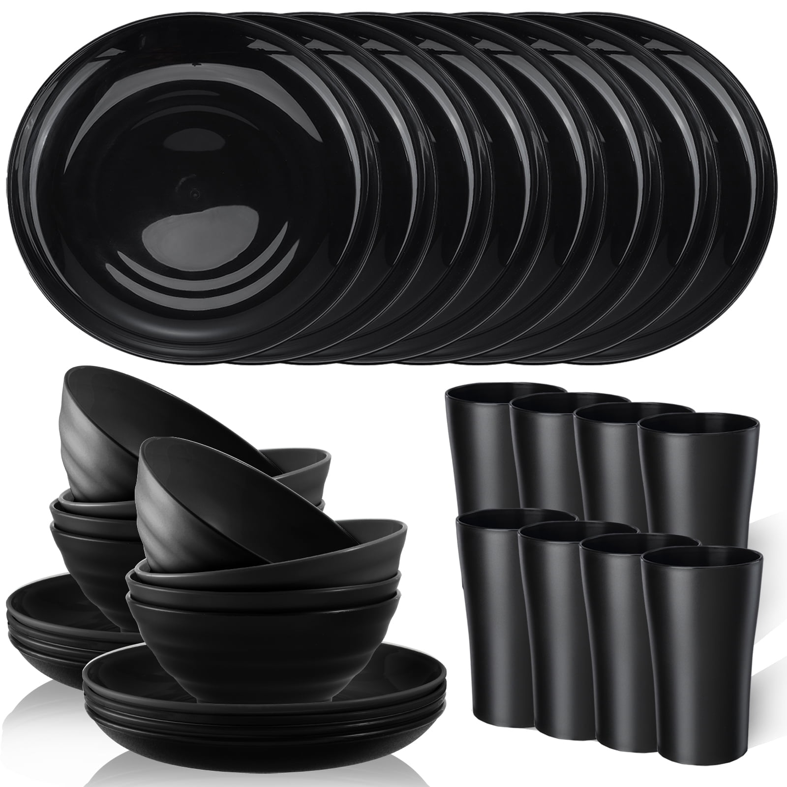 Bestdin 32 Pieces Dinnerware Sets,Wheat Straw Unbreakable Plate and ...