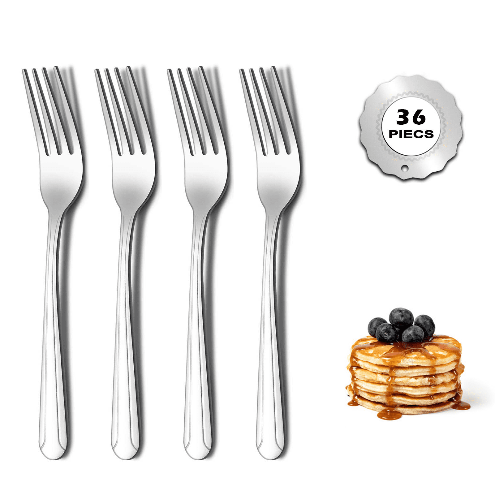 "Bestdin 36-Piece 7"" Stainless Steel Salad Forks Set, Dishwasher Safe ...