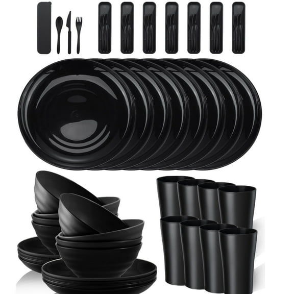 TYHREF-Reusable Plastic Serving Utensils Set of 12, Wheat straw Large ...