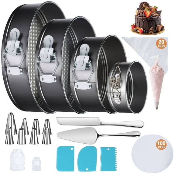 Bestdin Cake Pan Set of 4 - Nonstick Leakproof Round Cheesecake Pan ...