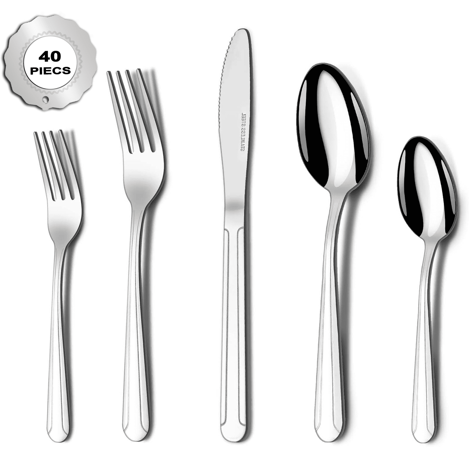Bestdin Beautiful Stainless Steel 40-Piece Silverware Set with Flatware ...
