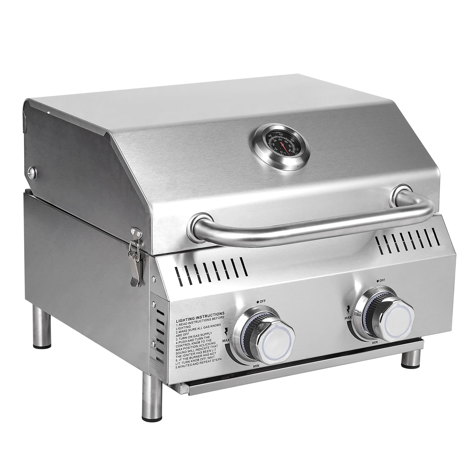 Bestfire 20" Tabletop Gas Grill 2 Burners, 20,000 BTUs Stainless Steel ...