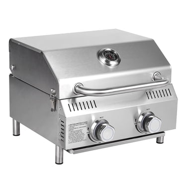 Expert Grill Stainless Steel 2-Burner Tabletop Gas Grill, 13,000 BTUs ...