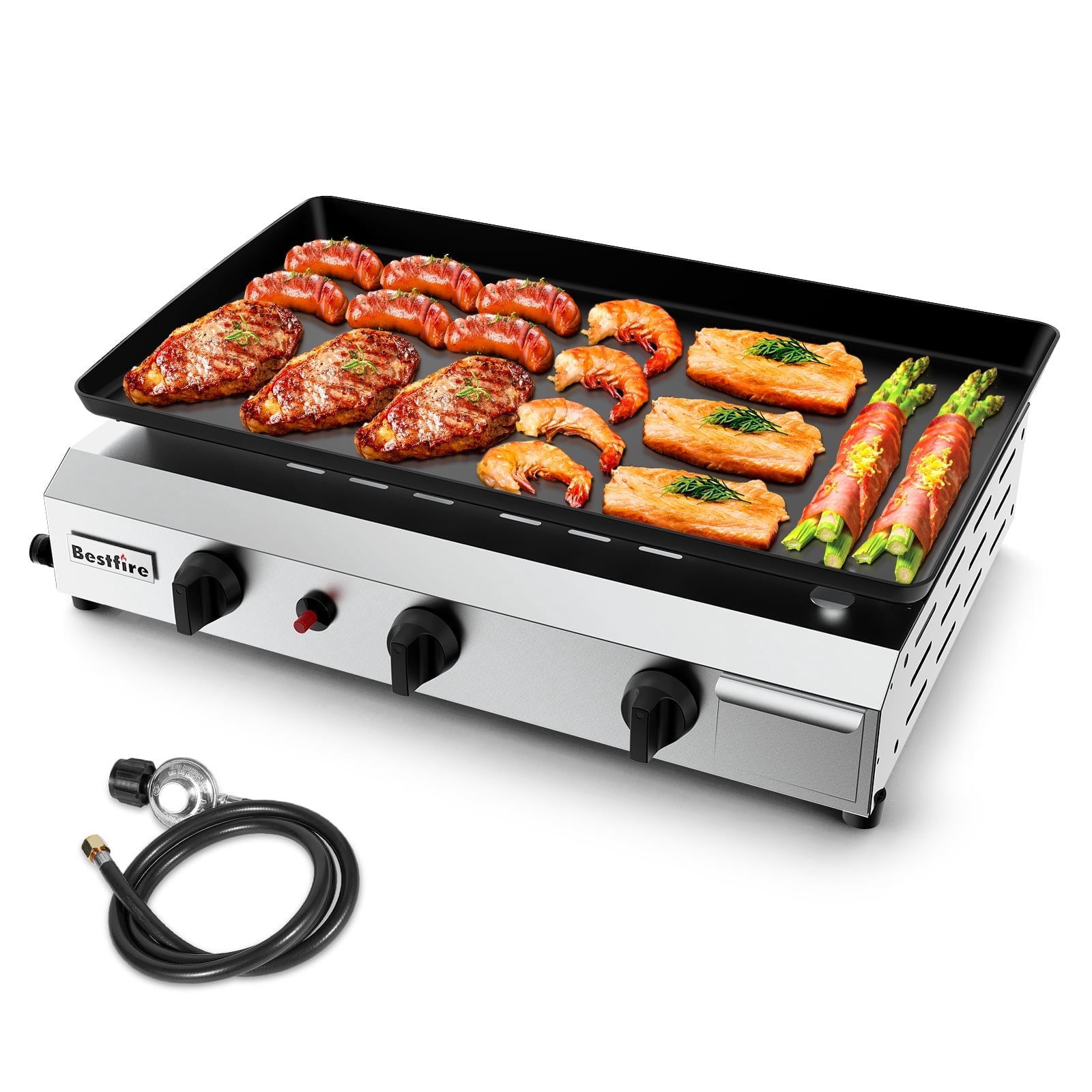 Bestfire 3 Burners Gas Propane Griddle, 23 Inch Flat Top Grill ...