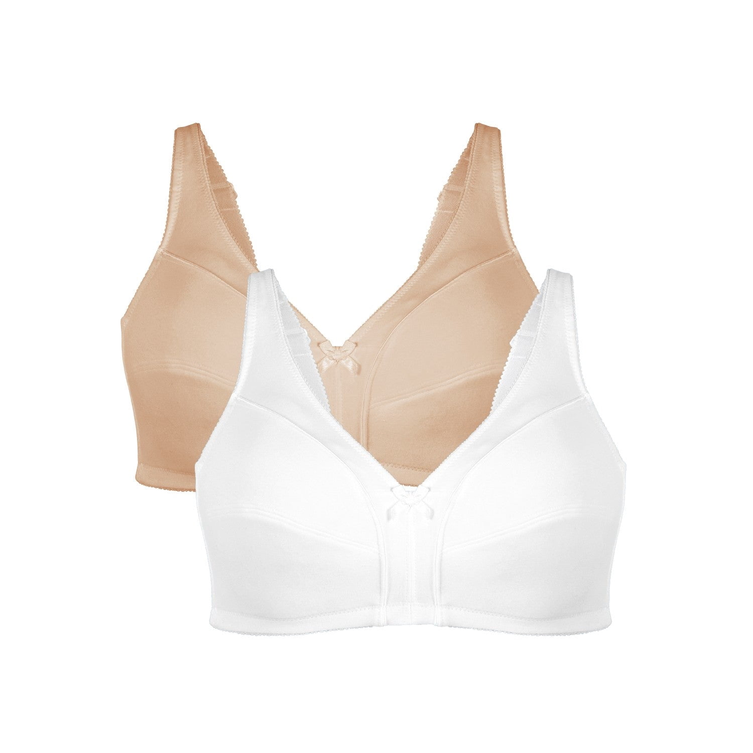 Bestform Comfortable Wireless Cotton Bra with Unlined Seamed Cups, 2 ...