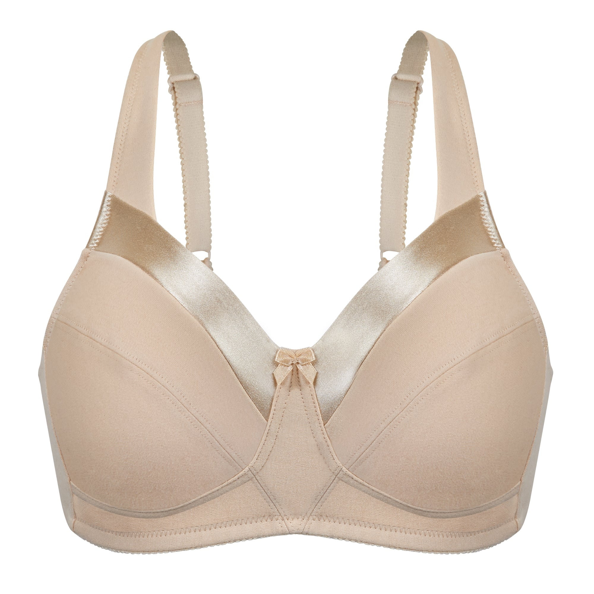 Women's Bestform 5006715 Satin Trim Wireless Cotton Unlined Cup Bra ...