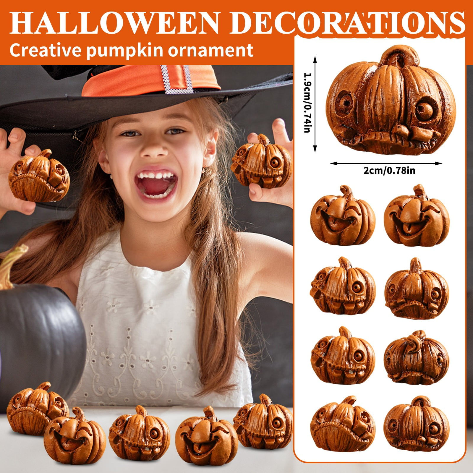 Besthm 16Pcs Creative Halloween Mini Pumpkin Figurine Miniature Smiling ...