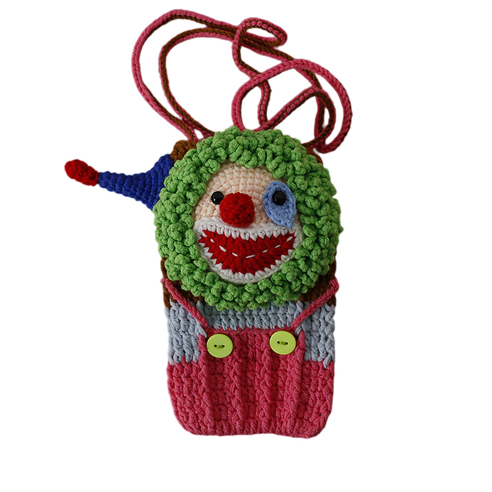 Besthm 2025 Halloween Funny Handmade Crochet Clown Phone Bag, Funny ...