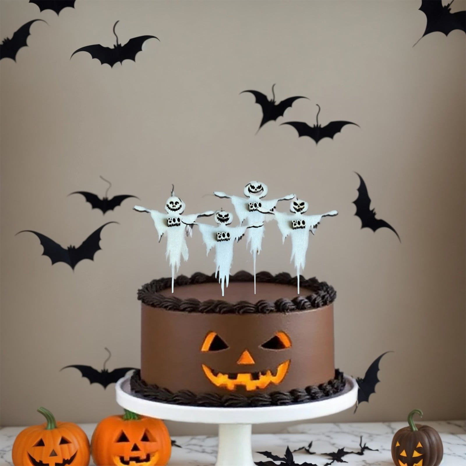 Besthm 2025 Halloween Scary Pumpkin scarecrow Cake Decorations - Creepy ...