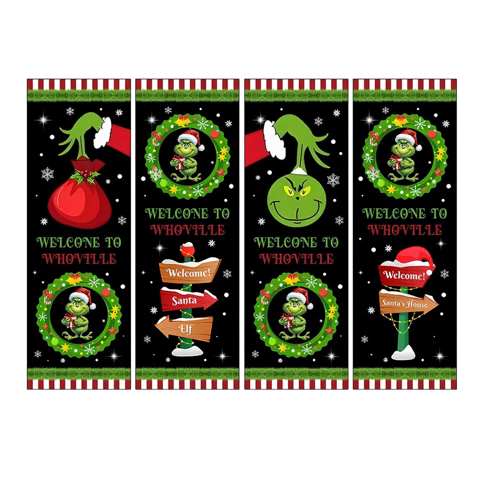 Besthm 2025 New 4-piece Grinch Christmas Flag Set - Holiday Wall and ...