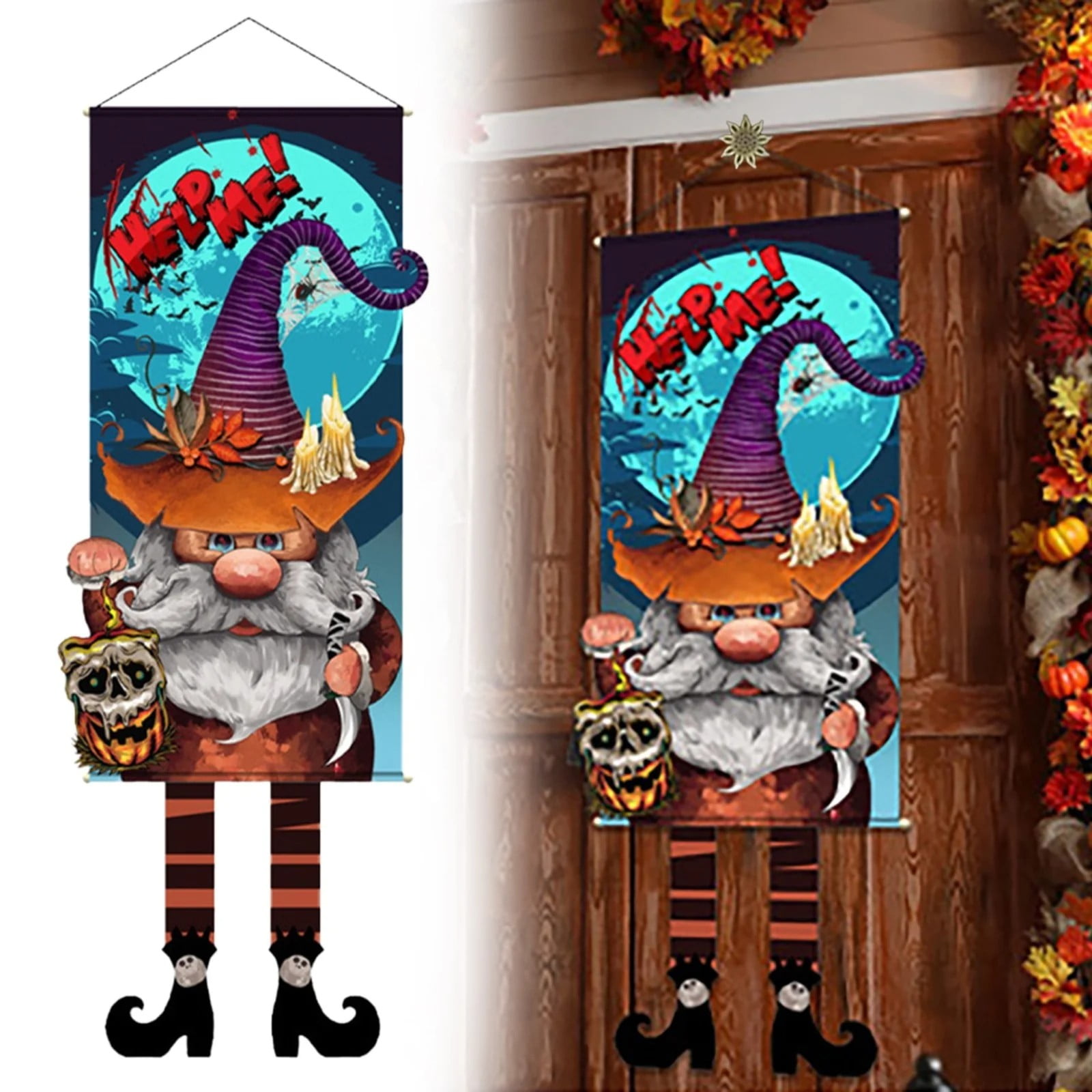 Besthm 2025 New Halloween Dwarf Decor - Outdoor Hanging Banner With ...
