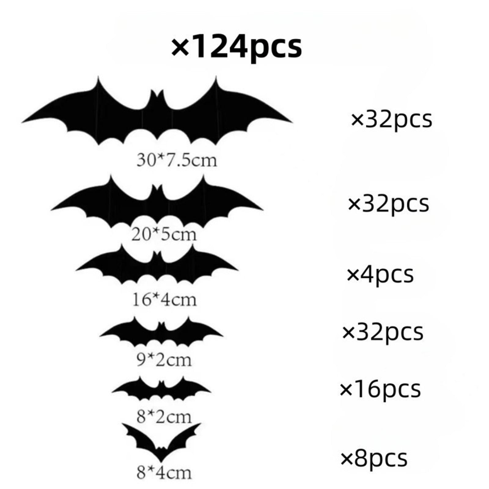 Besthm 3D Bat Wall Decals Halloween Decorations, Scary Black Bat ...