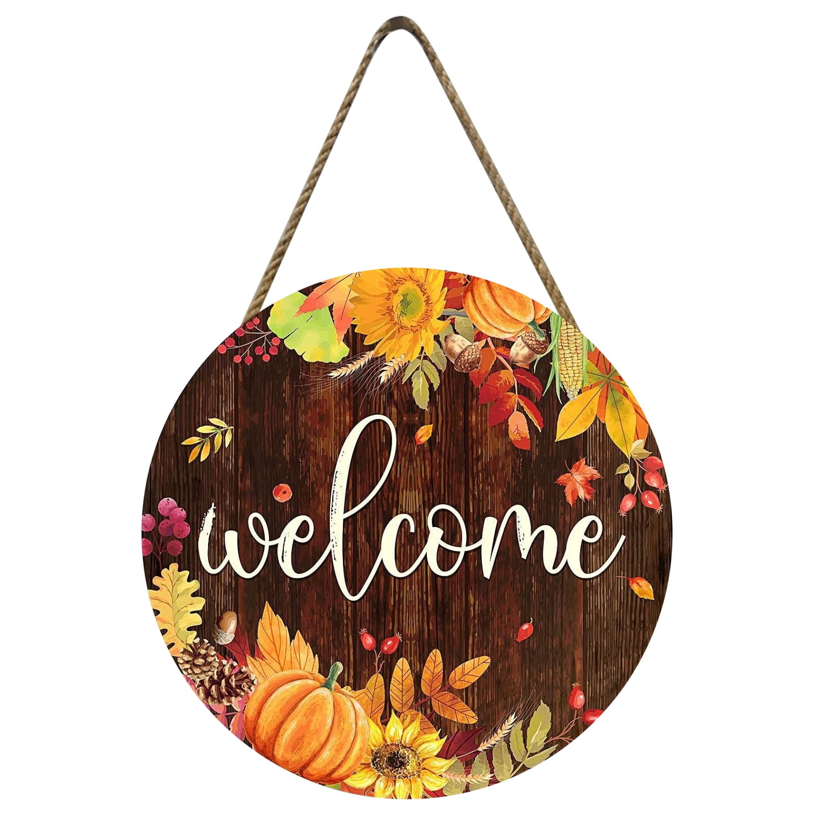 Besthm Fall Thanksgiving Welcome Door Sign, Autumn Harvest Front Door ...