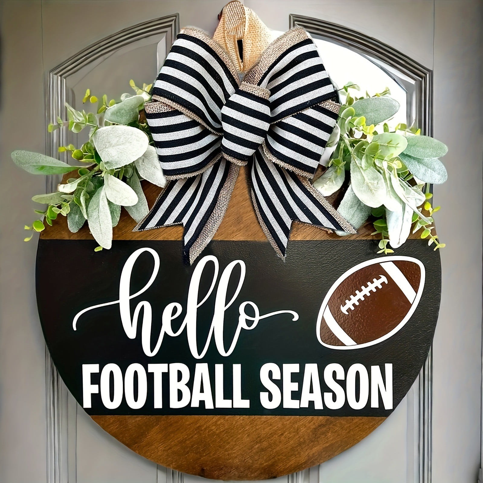 Besthm Football Themed Door Hangings 11.8 inches, Round Welcome Sign ...