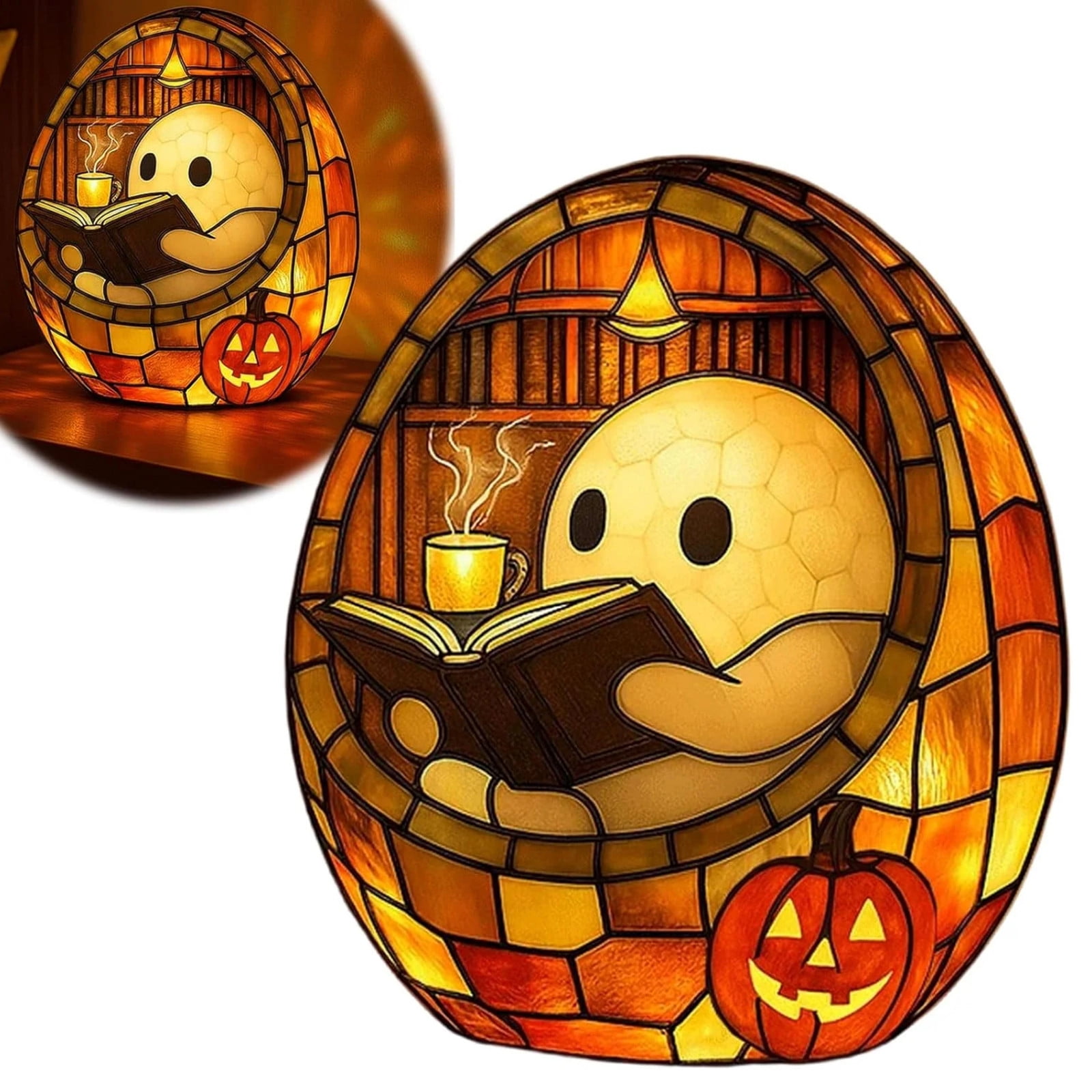 Besthm Ghost Reading Book Lamp 6 inches, Handmade Halloween Ghosts ...