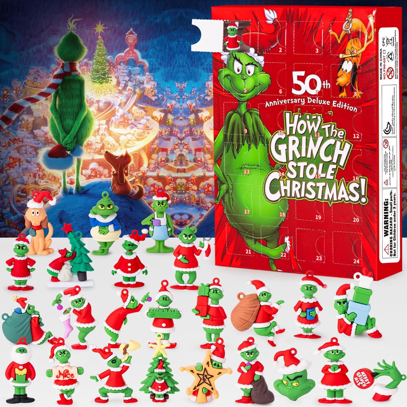 Besthm Grinch Christmas Advent Calendar 2025, 24 Pcs Holiday Countdown ...