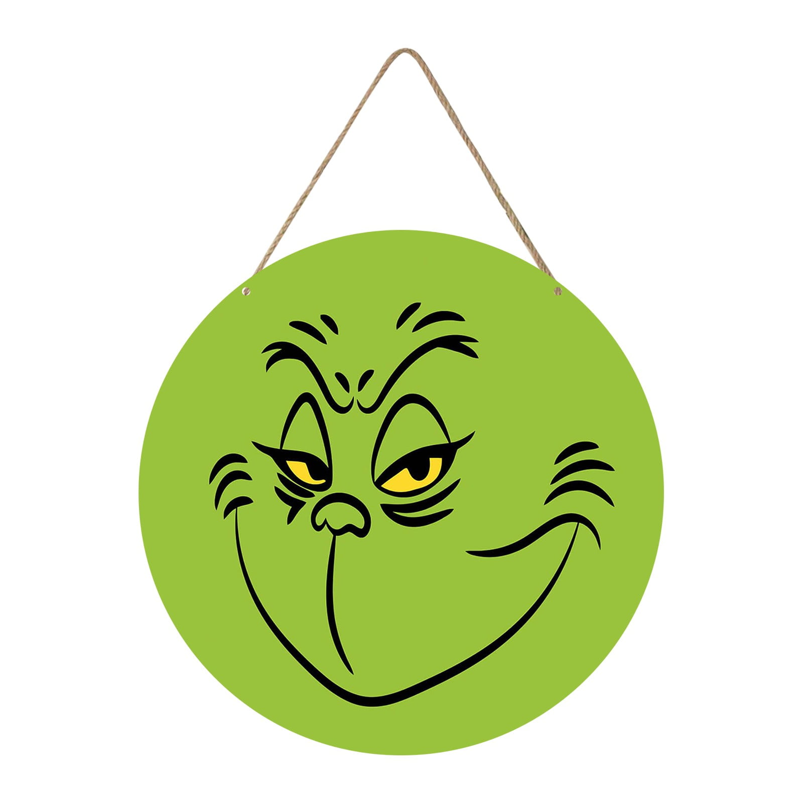 Besthm Grinch Christmas Round Wooden Hanging Front Door Decor Sign ...