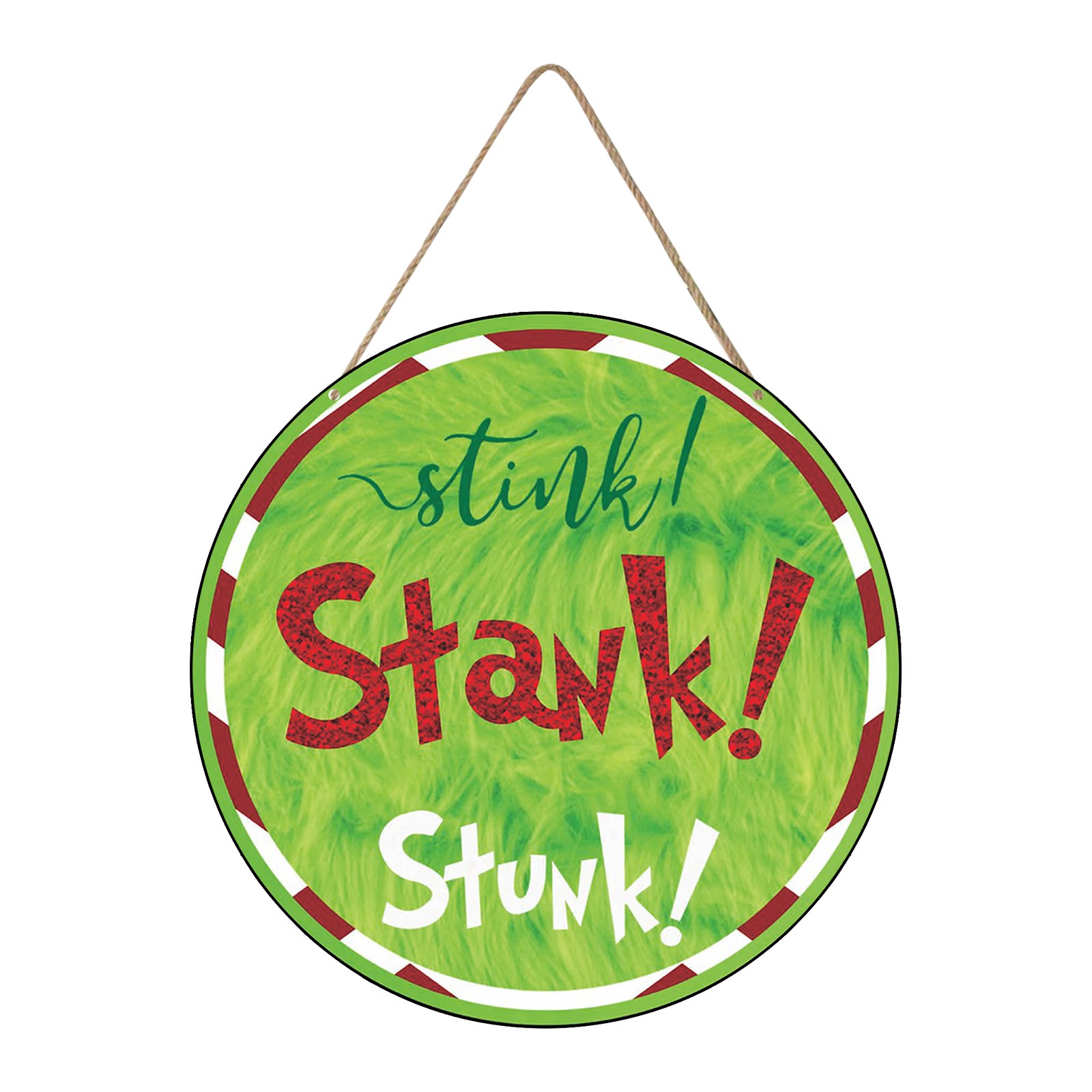 Besthm Grinch Christmas Round Wooden Hanging Front Door Decor Sign ...