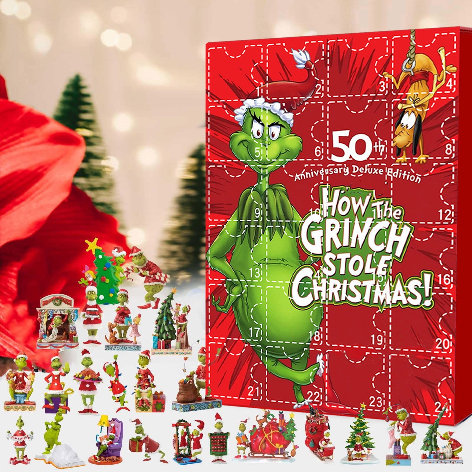 Besthm Grinch Pendant Advent Calendar 2025, 24Pcs Grinch Mini Figure ...