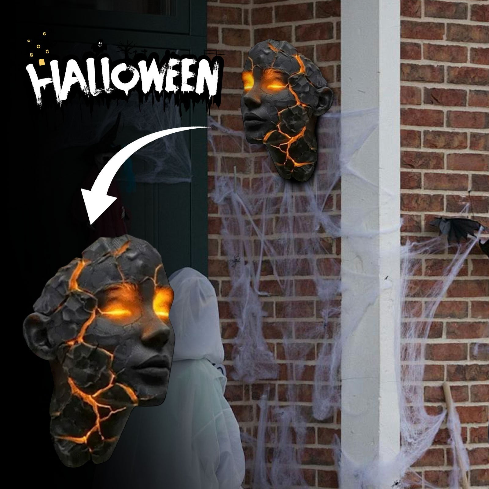 Besthm Halloween 3D Illusion LED Wall Light, Stylish Cracked Soul ...