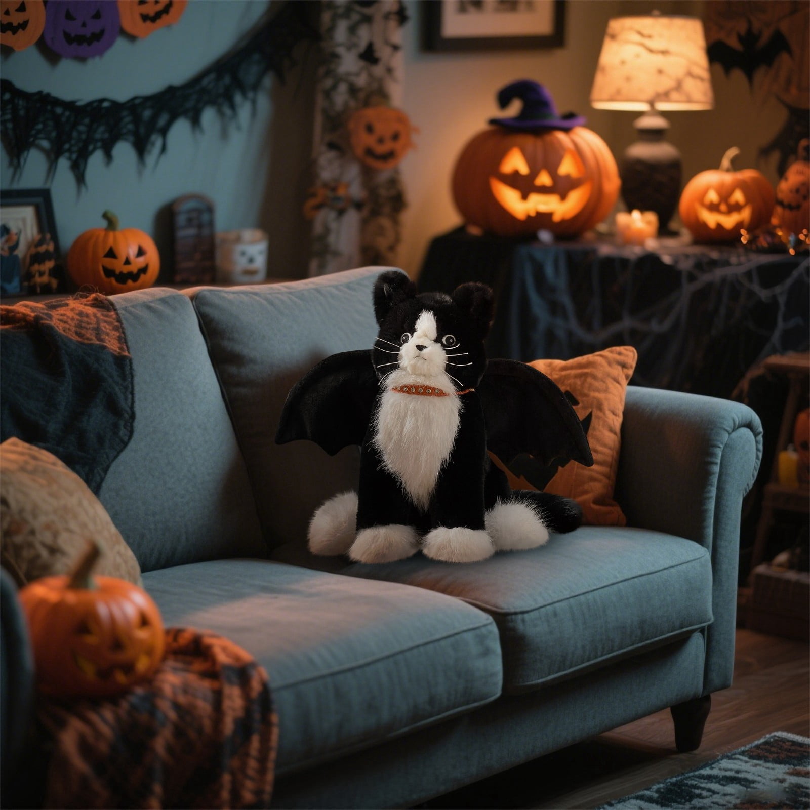 Besthm Halloween Boo the Bat-Cat Plush Pillow, 12" Hybrid Halloween ...