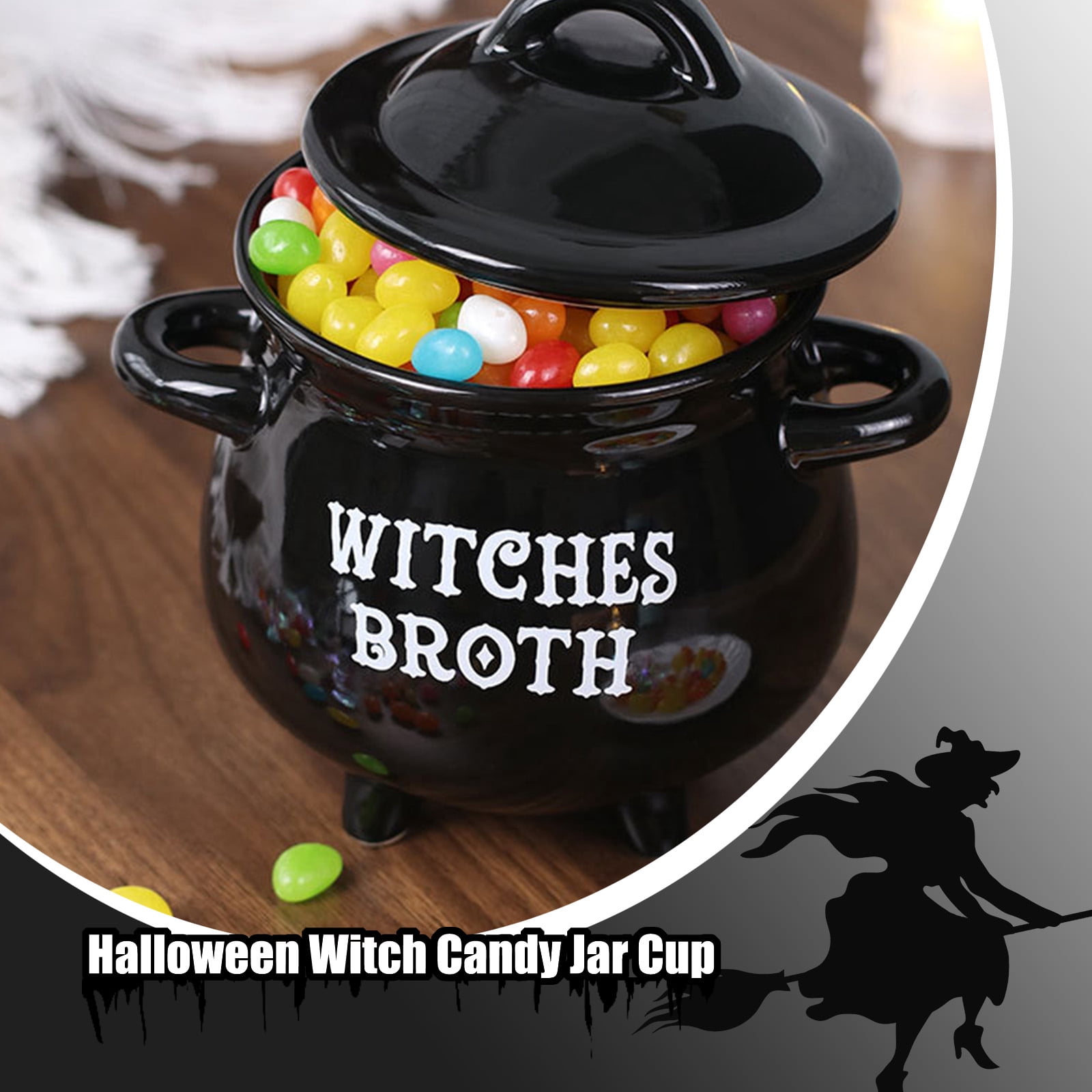 Besthm Halloween Cauldron Mug 5.7 inches, Ceramic Witch Cauldron ...