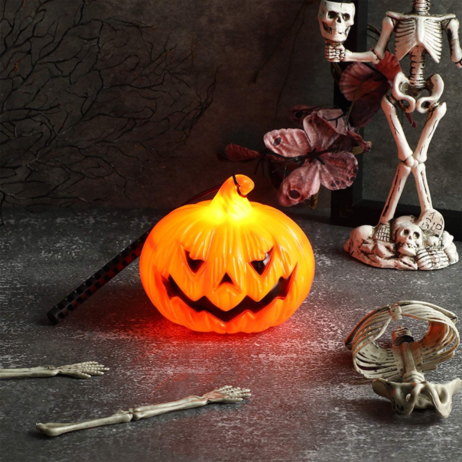 Besthm Halloween Decoration Pumpkin Statue Figurine - Plastic Halloween ...