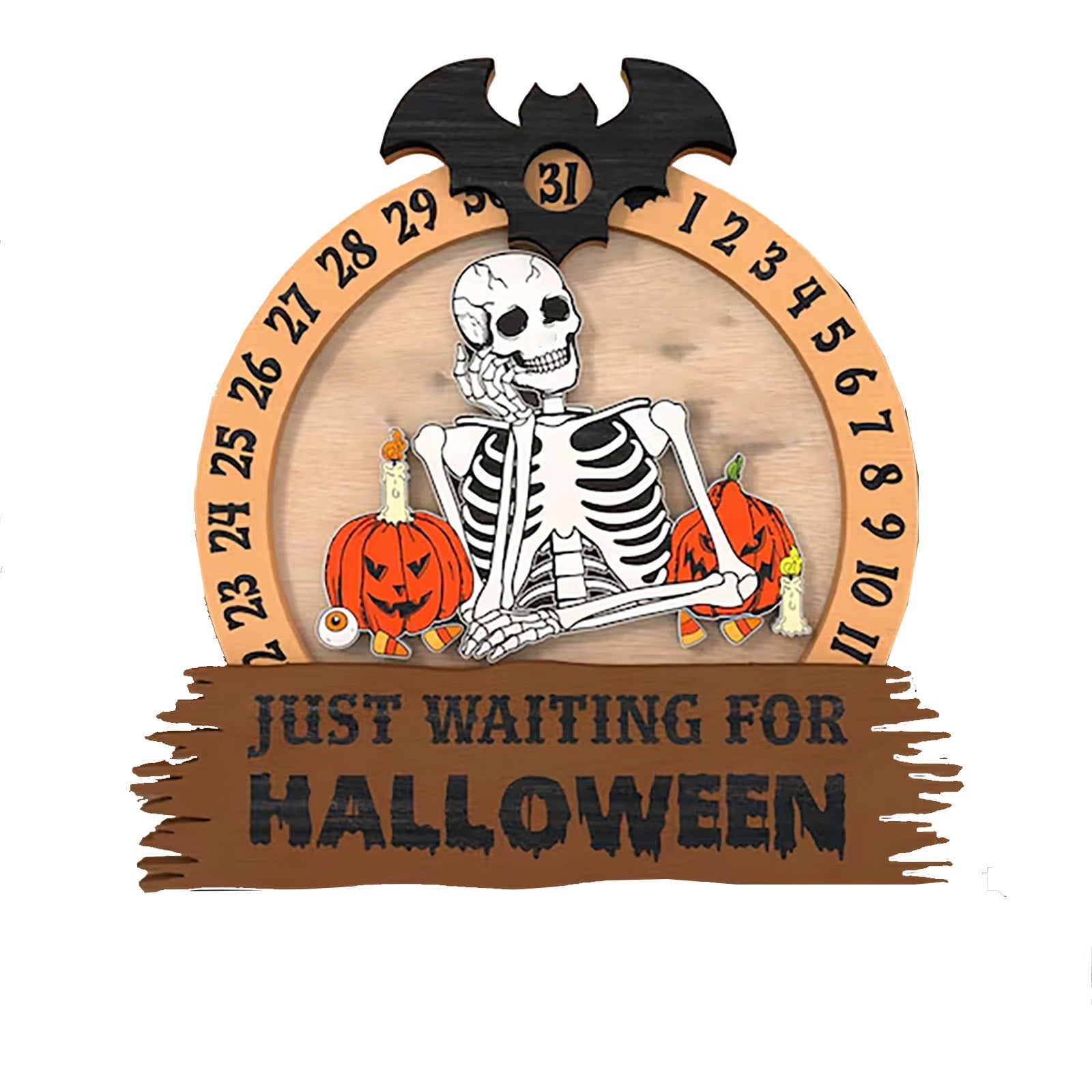 Besthm Halloween Ghost Countdown Sign,Just Waiting for Halloween Wood ...