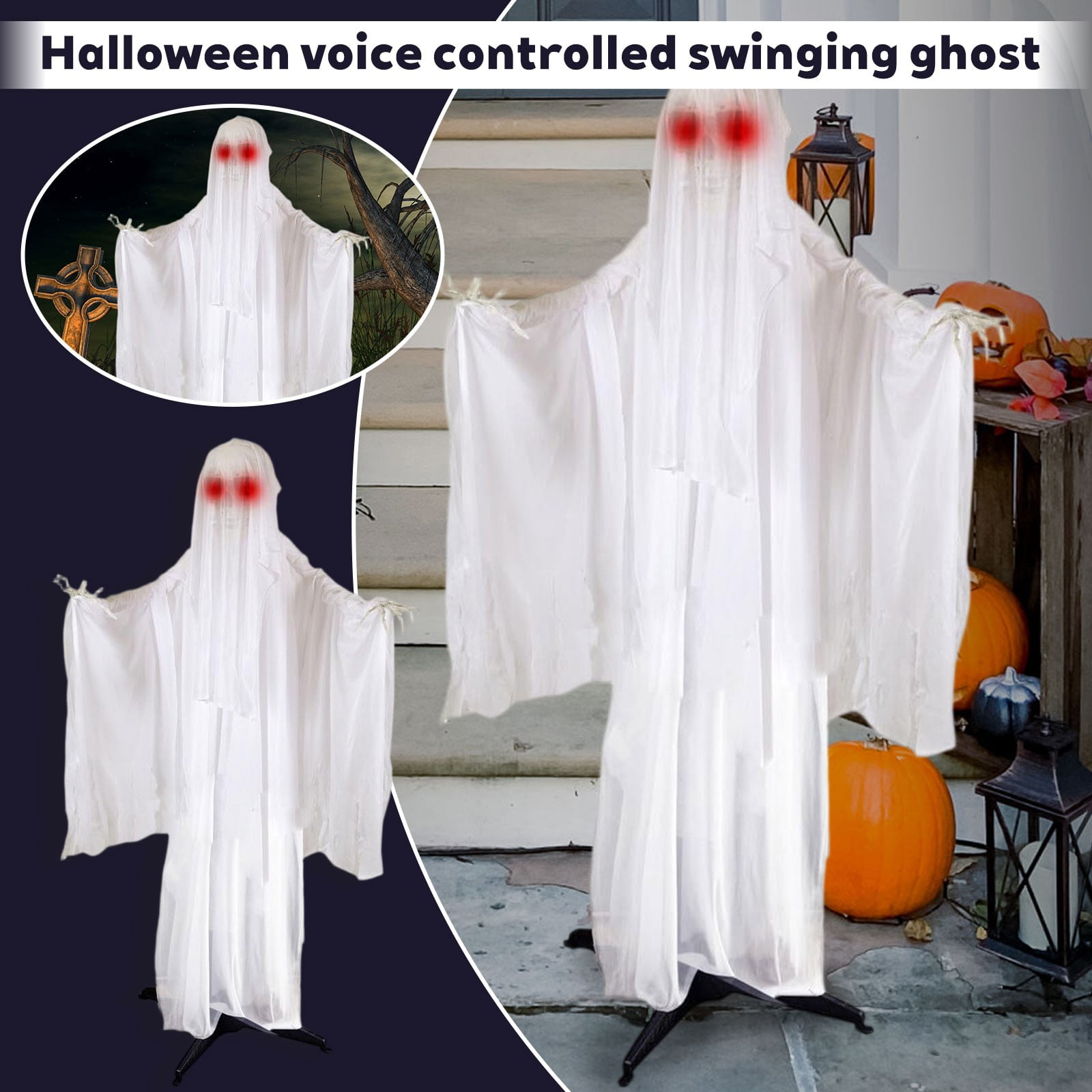 Besthm Halloween Ghost Decoration 67 inches, Halloween Standing Haunted ...
