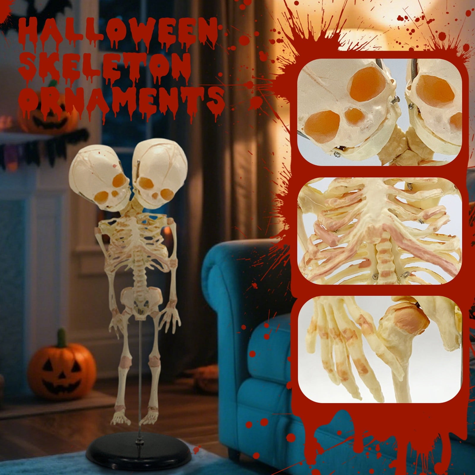 Besthm Halloween Skeleton Decoration , 19.6" Two Headed Infant ...