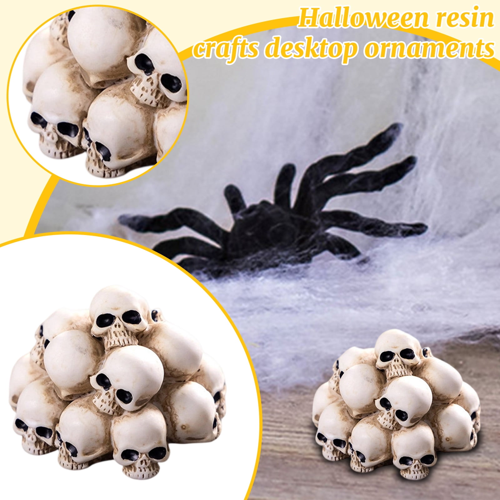 Besthm Halloween Village Skull Set Resin Halloween Skeleton Pile ...