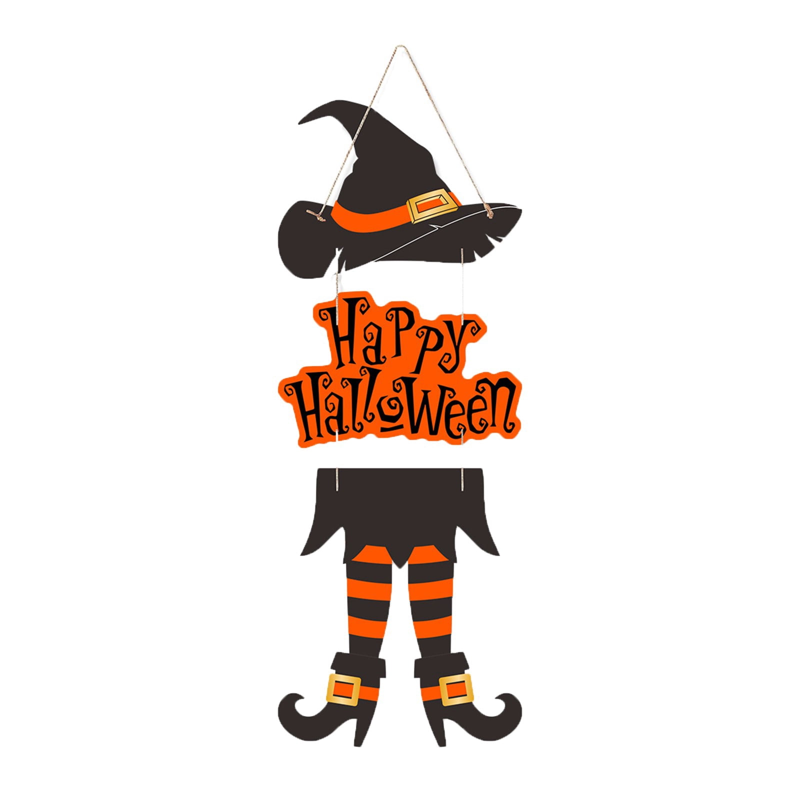Besthm Halloween Witch Legs Witch Hat Door Sign With Wreath Decorations ...