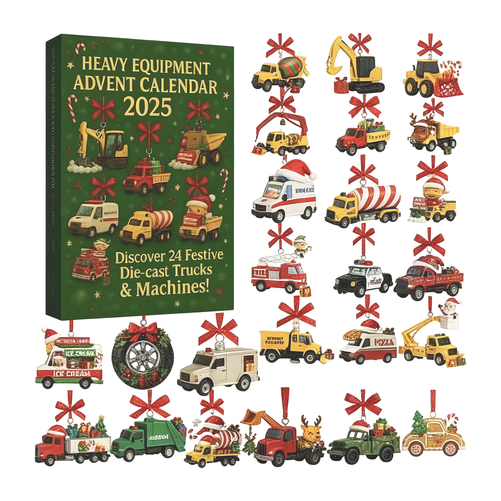 Besthm Heavy Equipment Advent Calendars 2025, 24 Days Truck Ornament ...