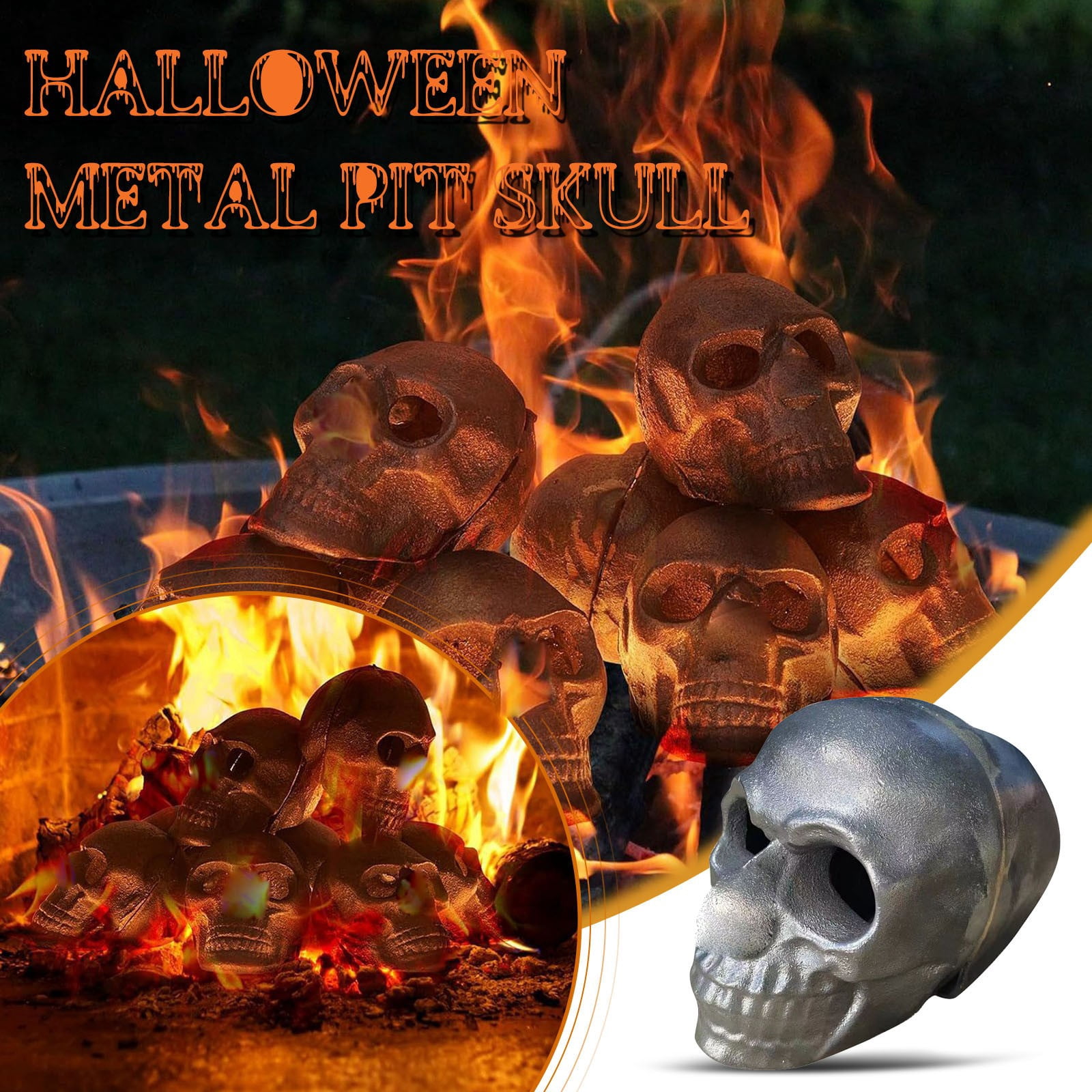 Besthm Imitated Human Skull Gas Log for Indoor or Outdoor Fireplaces ...