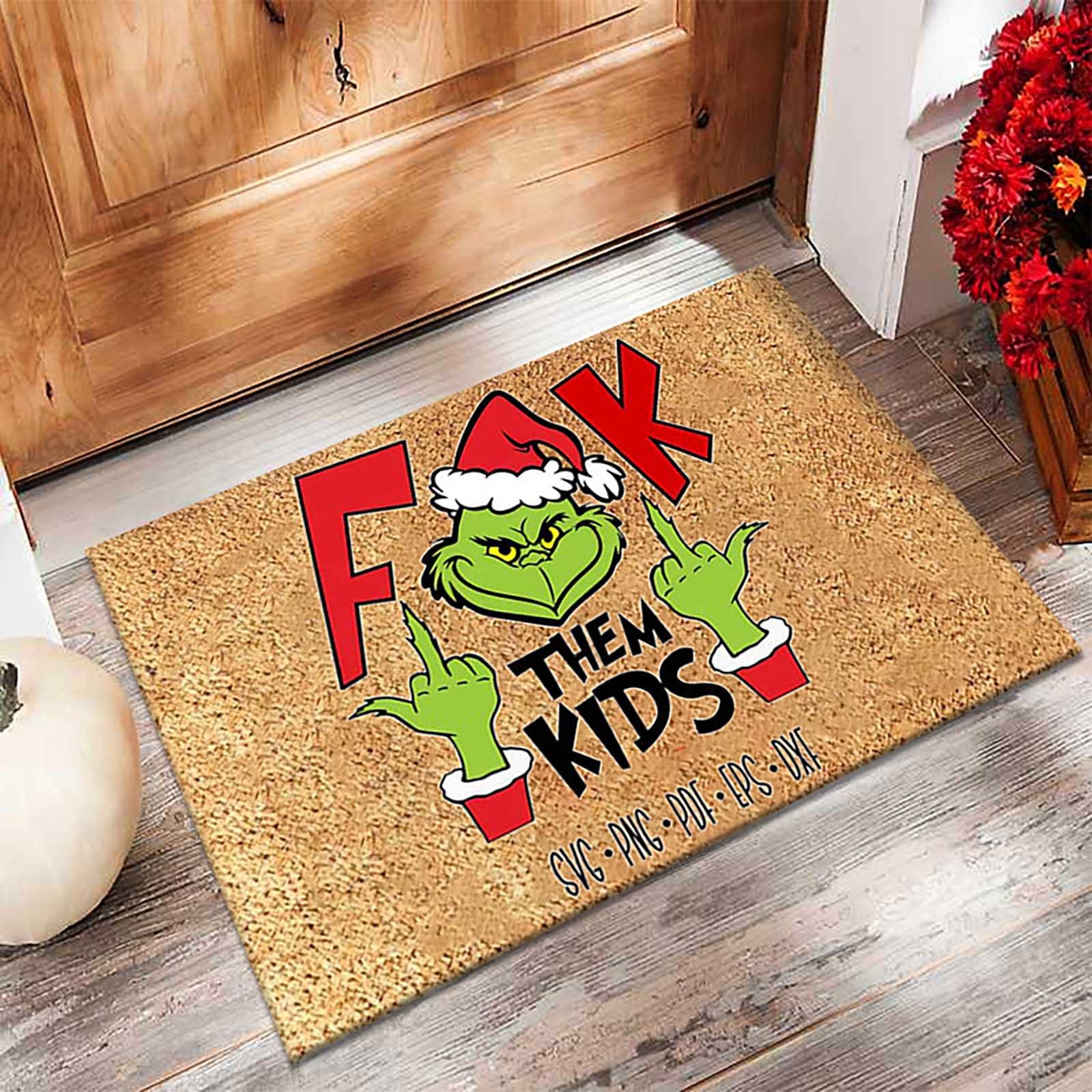 Besthm Merry Christmas Grinch Doormat, Xmas Front Floor Mat Indoor ...