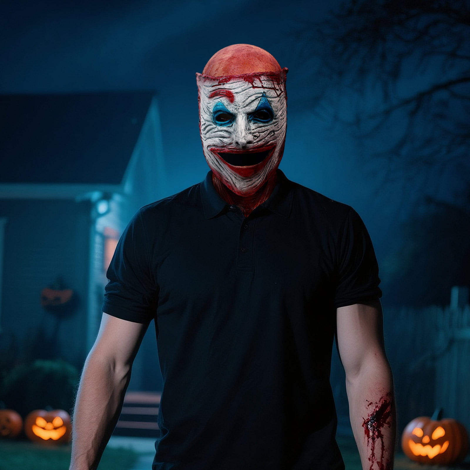 Besthm Scary Clown Double Layer Head Covering, The Two-Faced Anomaly ...