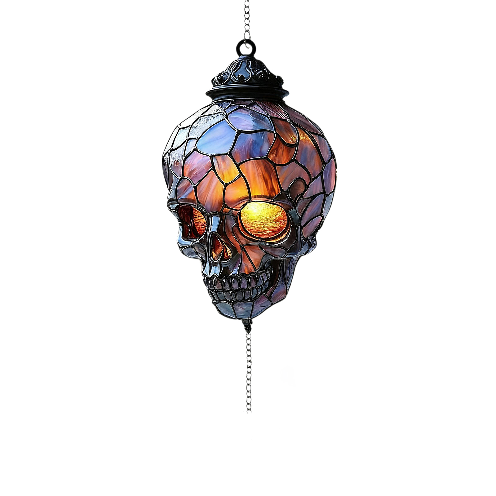 Besthm Vintage Gothic Skull Suncatcher 7.8 inches, 2D Stained Glass ...