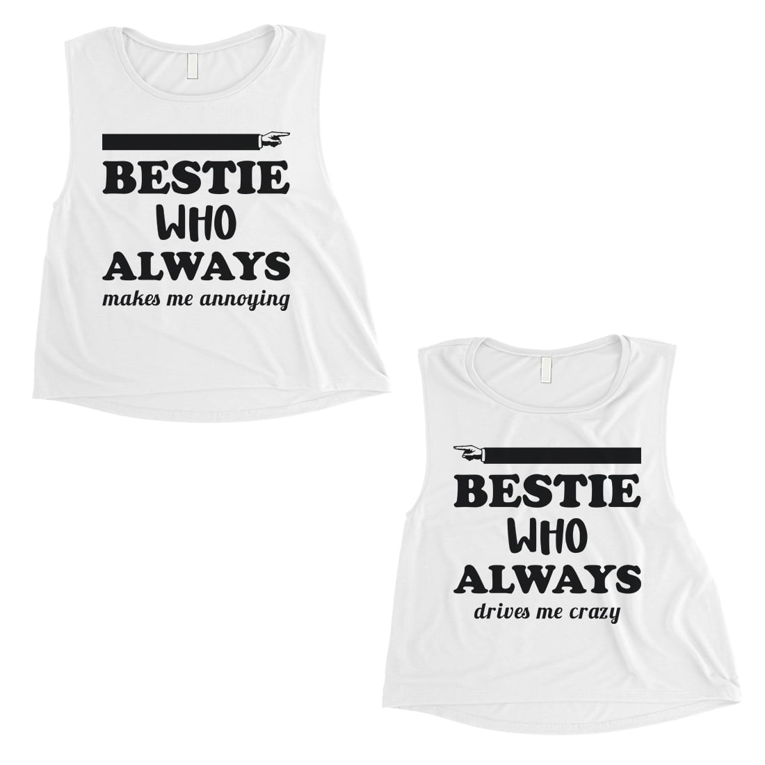 Bestie Always Cute Bff Matching T Womens White Crop Tank Tops