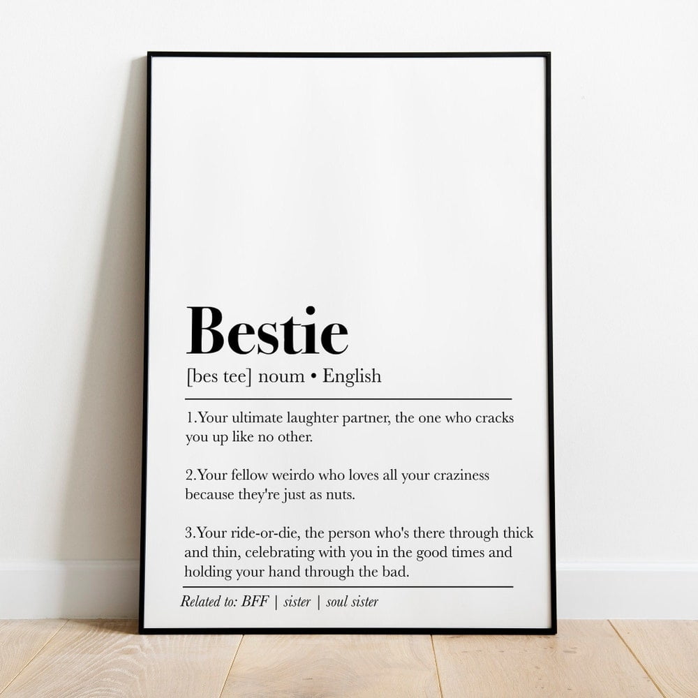 Bestie Definition Print Bestie Wall Art Bestie Bestie Poster Print ...