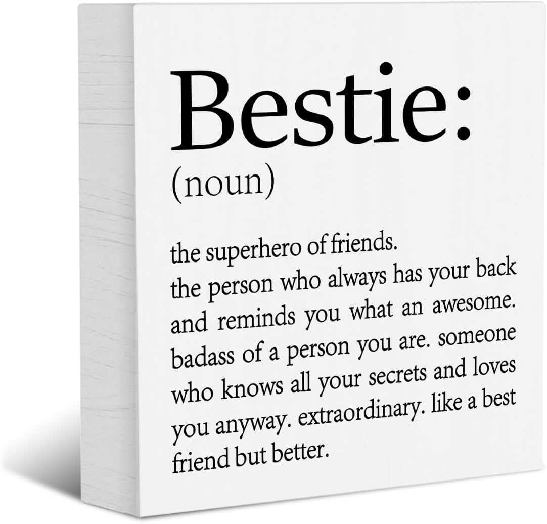 Bestie Definition Wood Box Sign, Friendship Quote Wood Box Sign Block ...