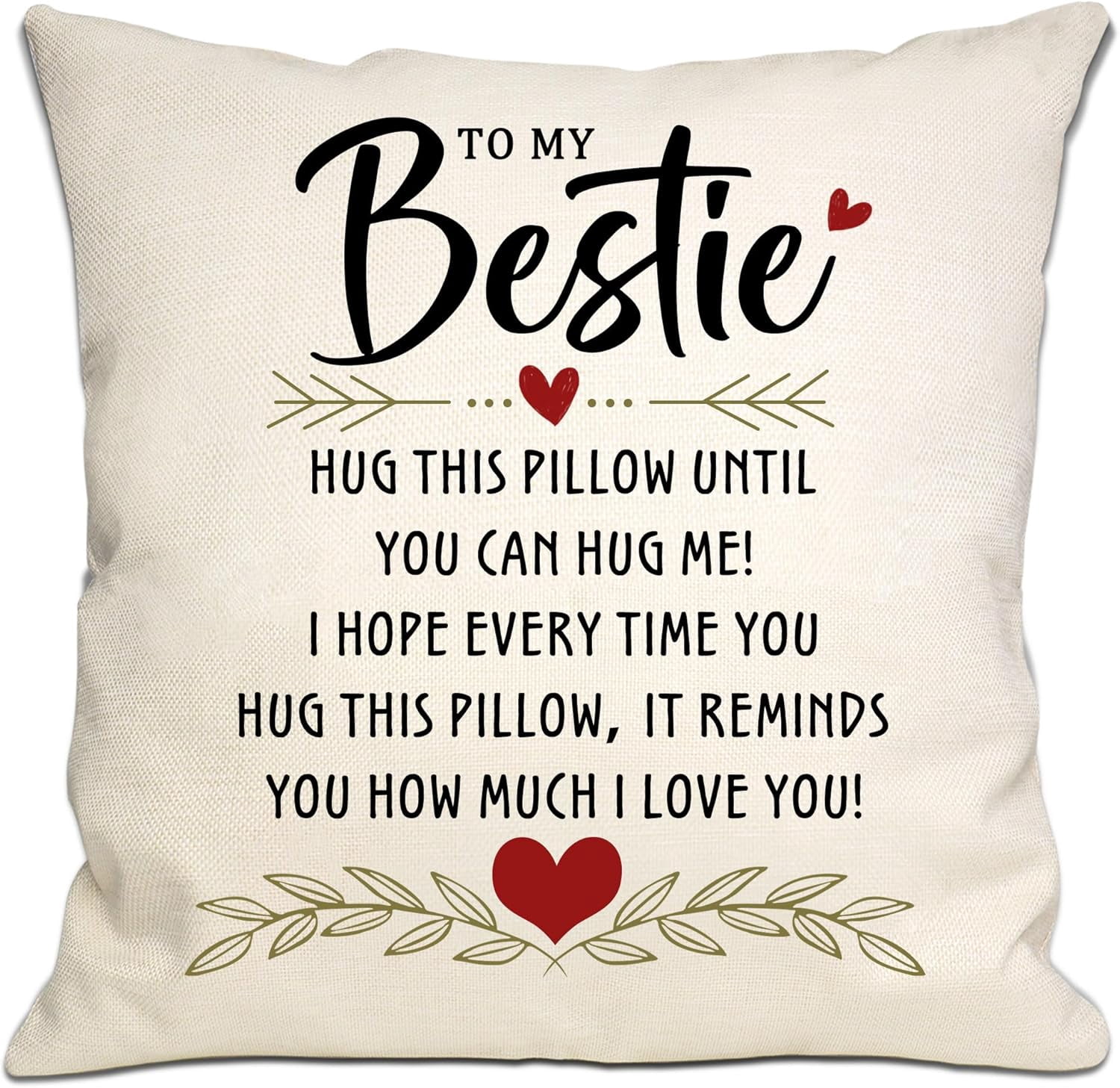 Bestie Gift Best Friend Hug Throw Pillow Cover for Women Girls I Love ...
