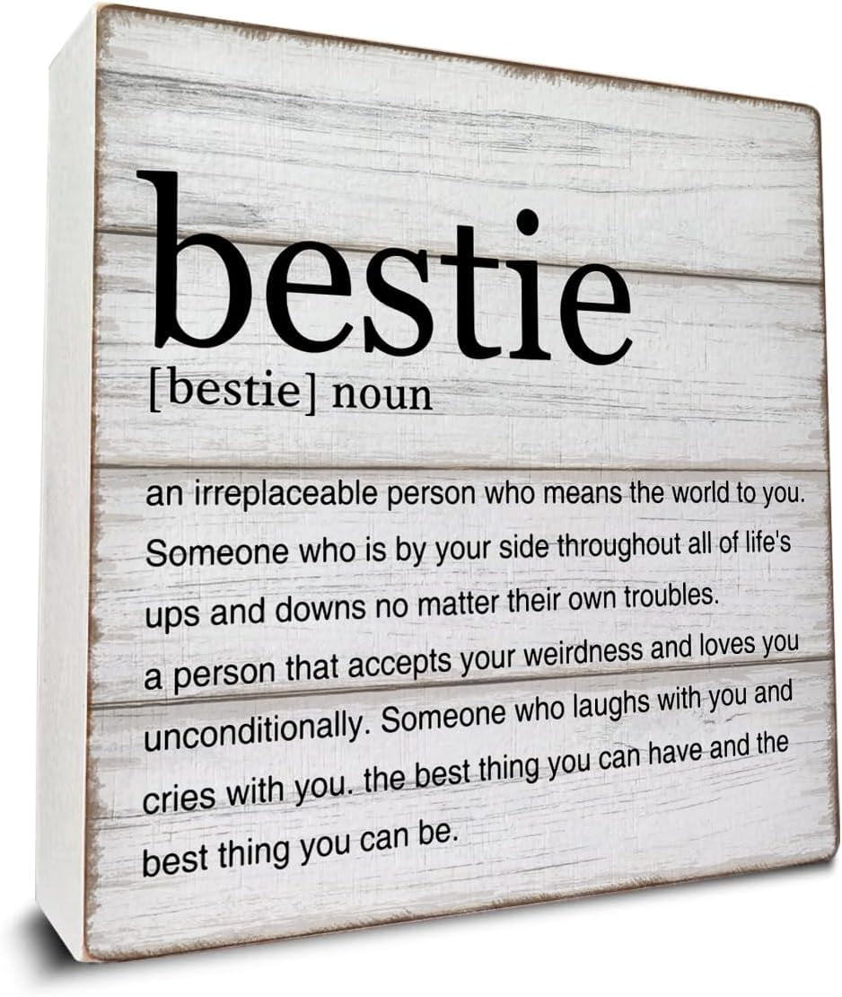 Bestie Gifts Bestie Definition Wooden Box Sign Best Friend Quotes Desk ...