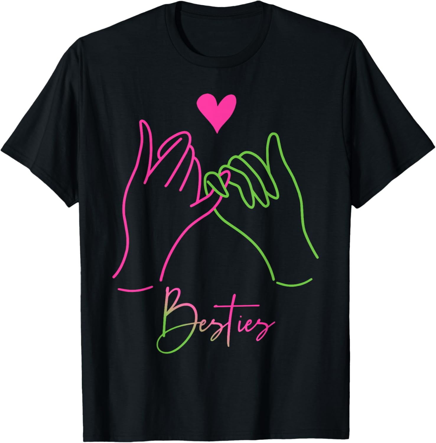 Bestie Heart Hands Girl Women Friends Best FriendT-Shirt - Walmart.com