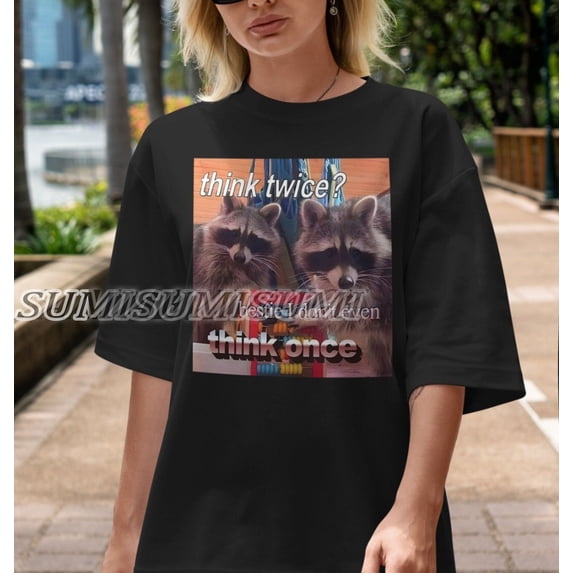 Bestie I don39t Even Think Once T-shirts Retro Raccoon Moon Tshirt ...