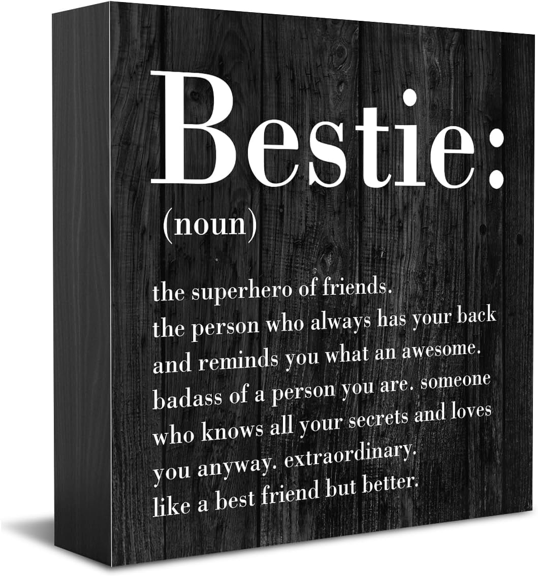 Bestie Noun Bestie Gifts Desk Decor Wooden Box Sign Friendship Gifts ...