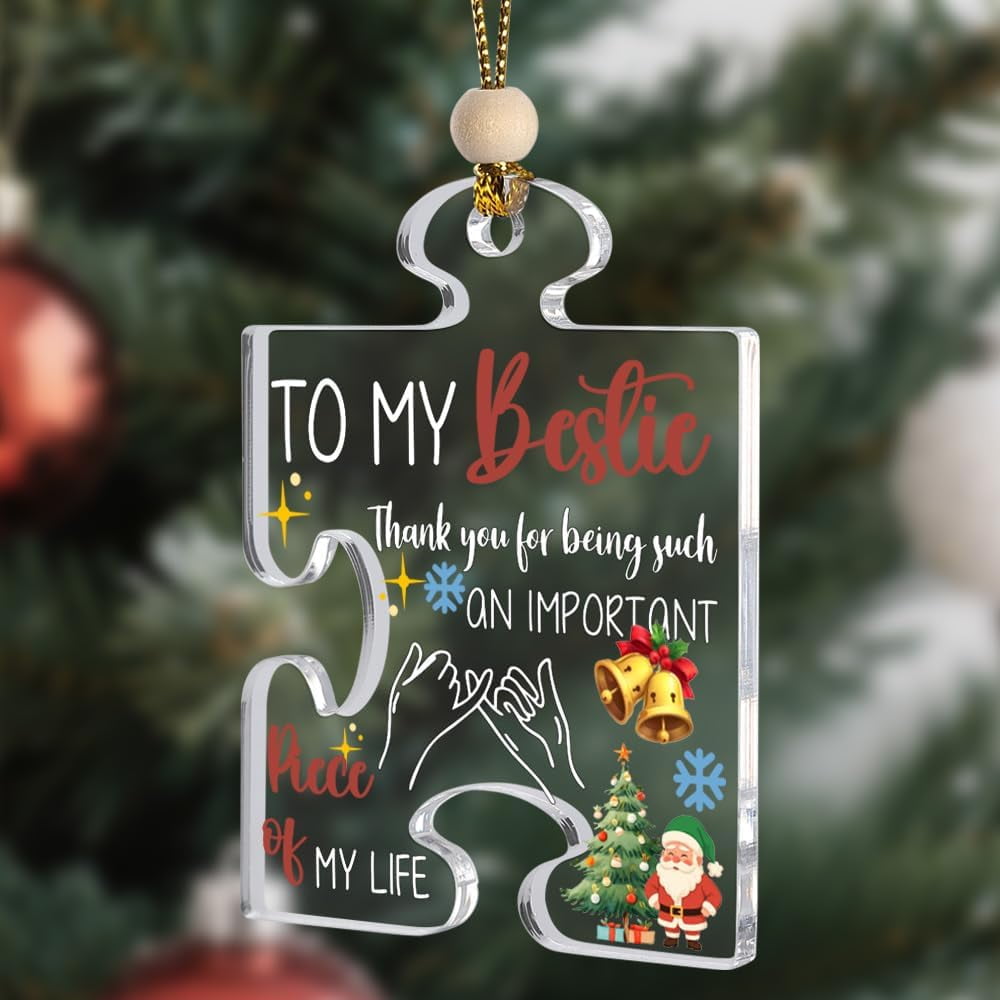 Bestie Puzzle Acrylic Ornament, Thank You Friendship Puzzle Piece ...