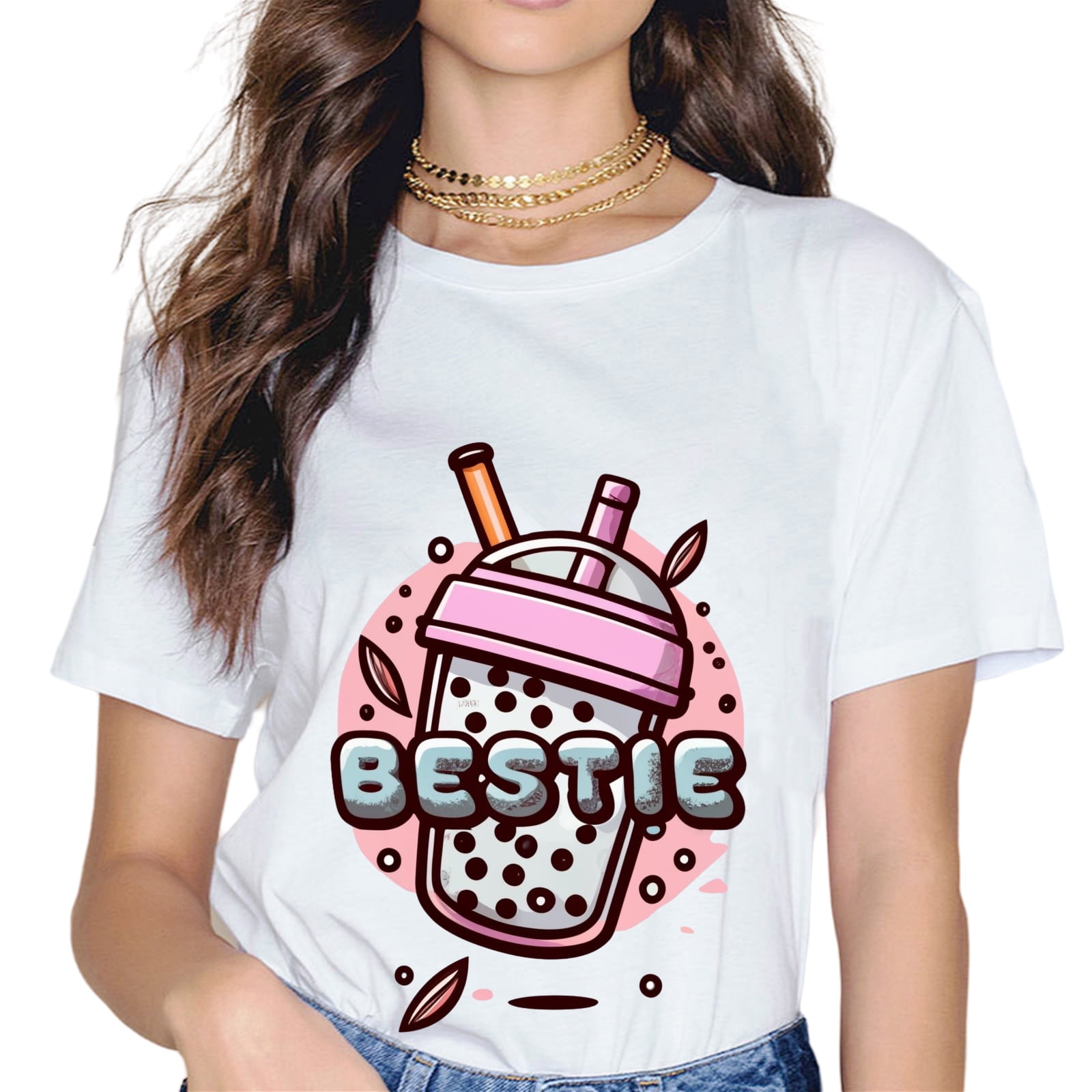 Bestie Shirt Best Friend Love Boba Milk Tea T-Shirt - Walmart.com