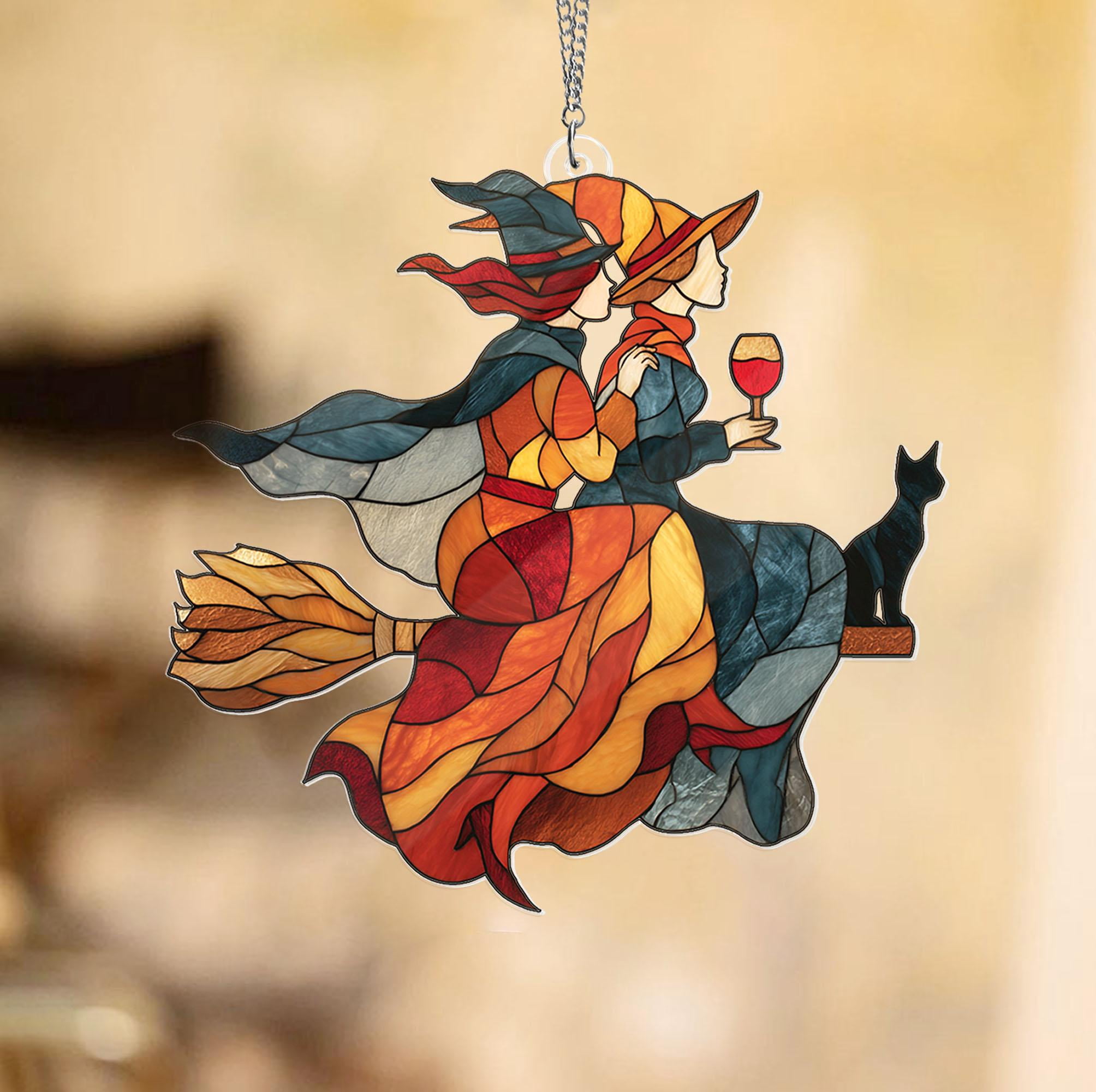 Bestie Witch Suncatcher, Personalized Soul Sisters Witch Acrylic Window ...