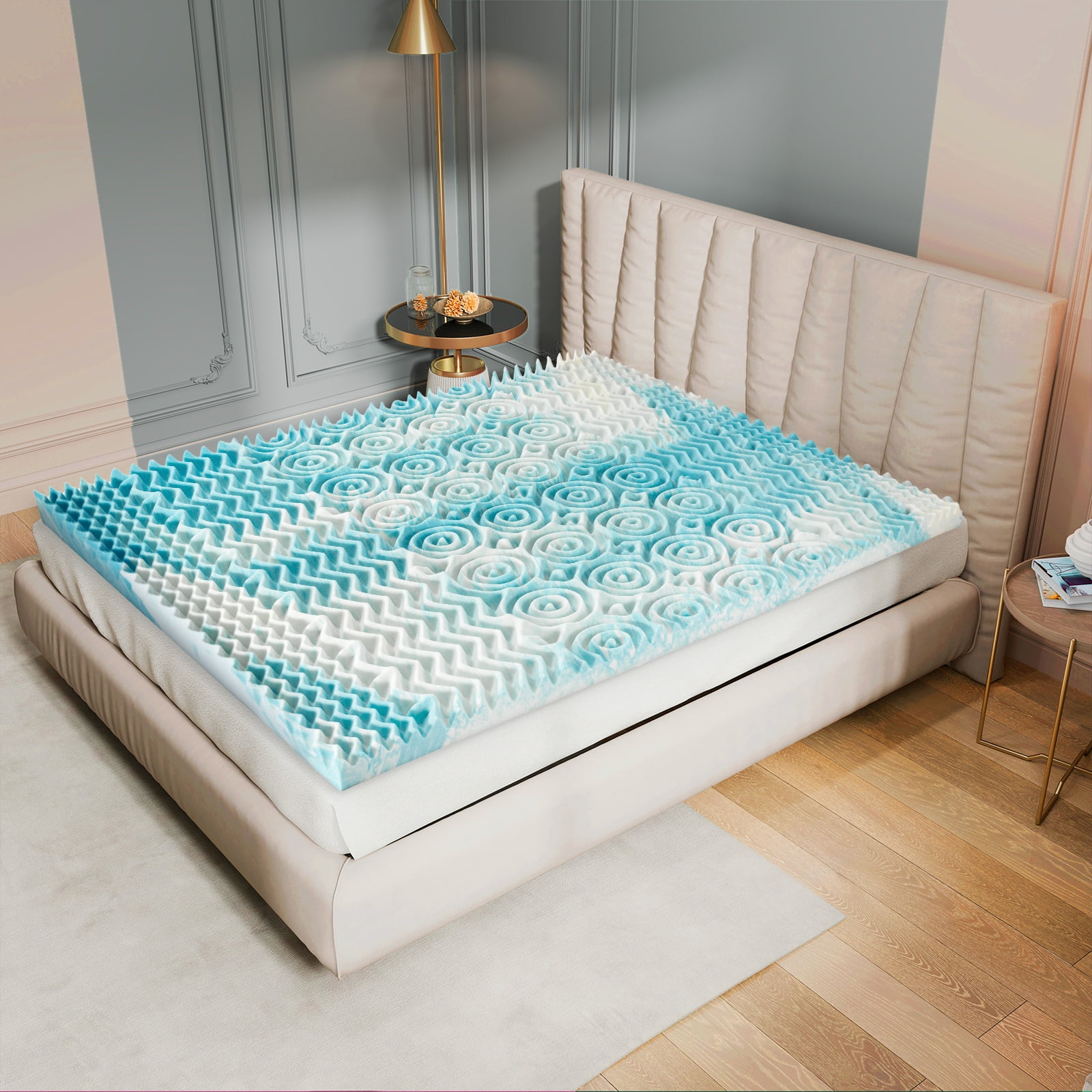 Bestier 2" 5-Zone Cooling Gel Memory Foam King Mattress Topper: Airflow ...