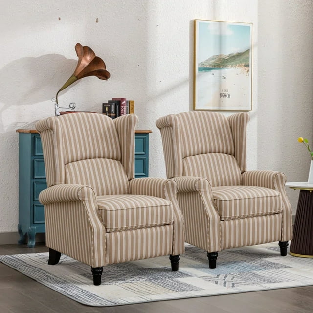 Bestier 2 Pack 31 in Wide Classic and Upholstered Striped Push Back ...